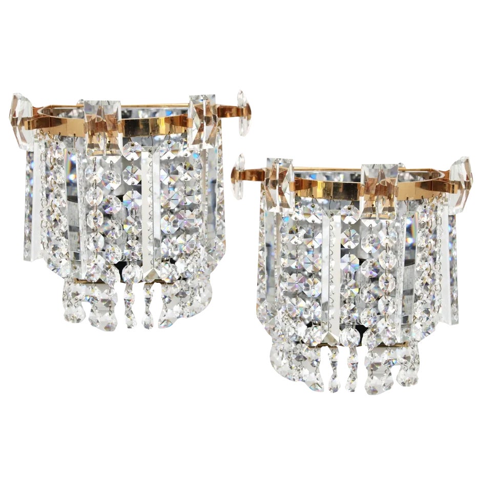 Lead Crystal Wall Lights from Maderna, 1960s, Set of 2 | Chairish