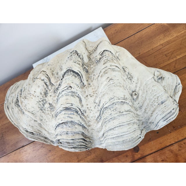 Large Vintage Coastal Gypsum Sculptural Clam Sea Shell Decorative Bowl ...