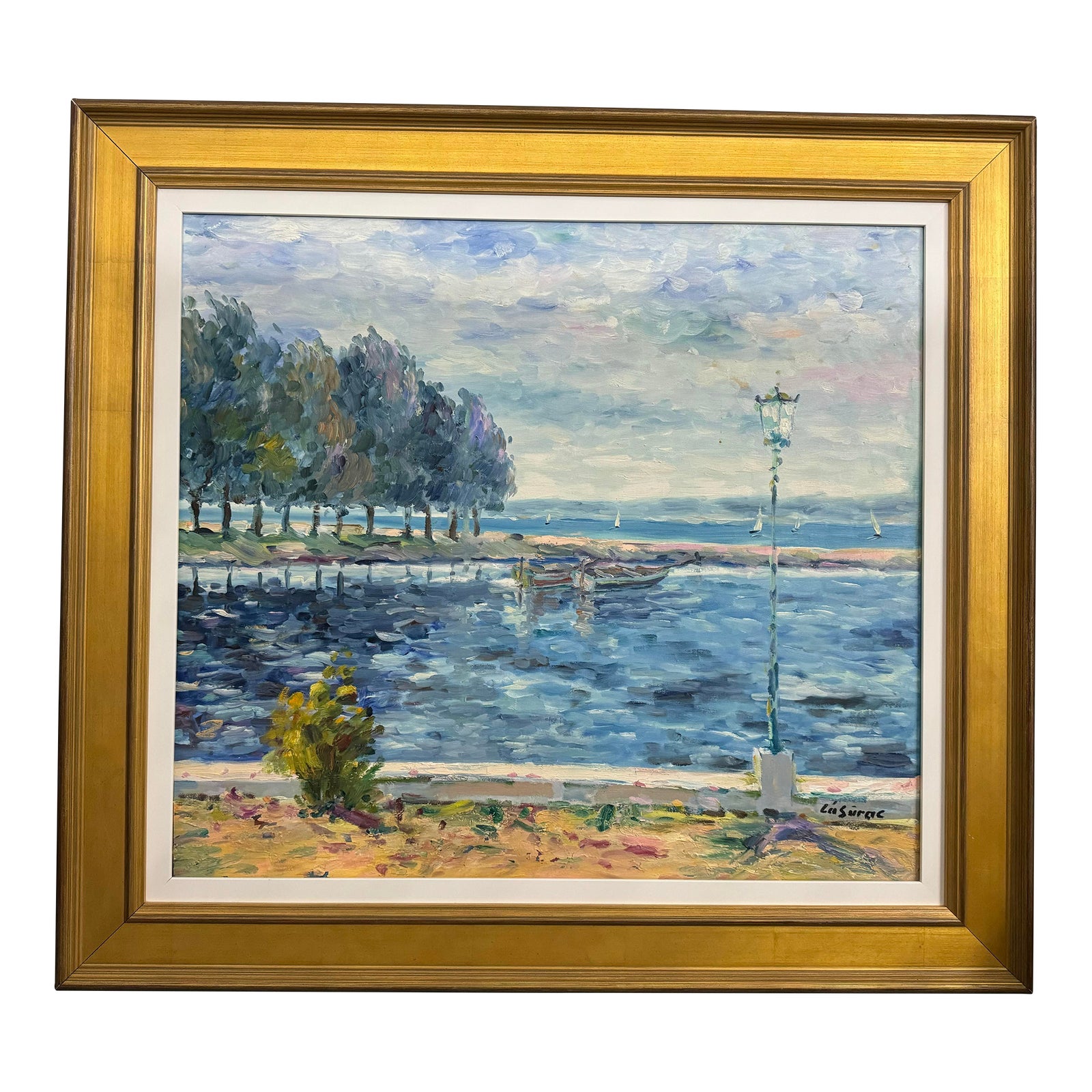 Honfleur Boat Slip, France, Oil on Canvas by David Krayem Circa 1980 ...