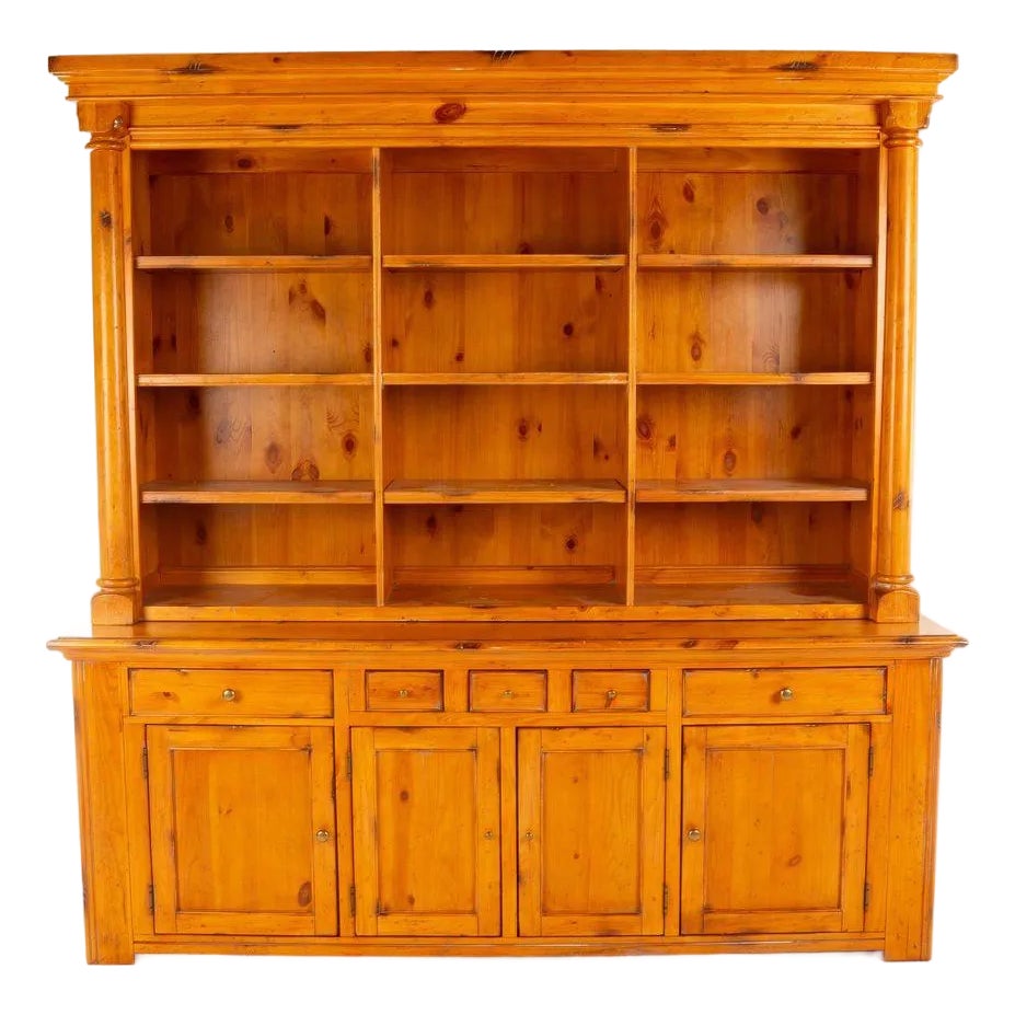 Rustic Knotty Pine Hutch/Bookcase | Chairish
