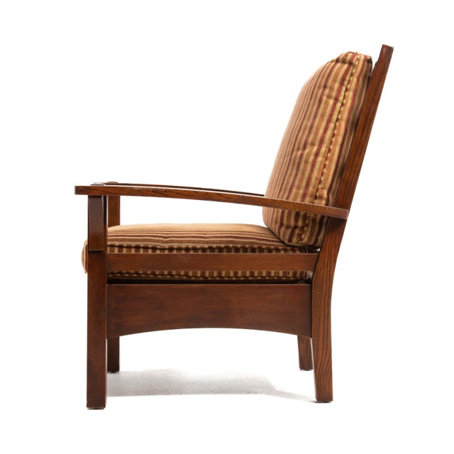 L & J G Stickley Bow Arn Fixed Back Lounge Chair Arts & Crafts Mission ...