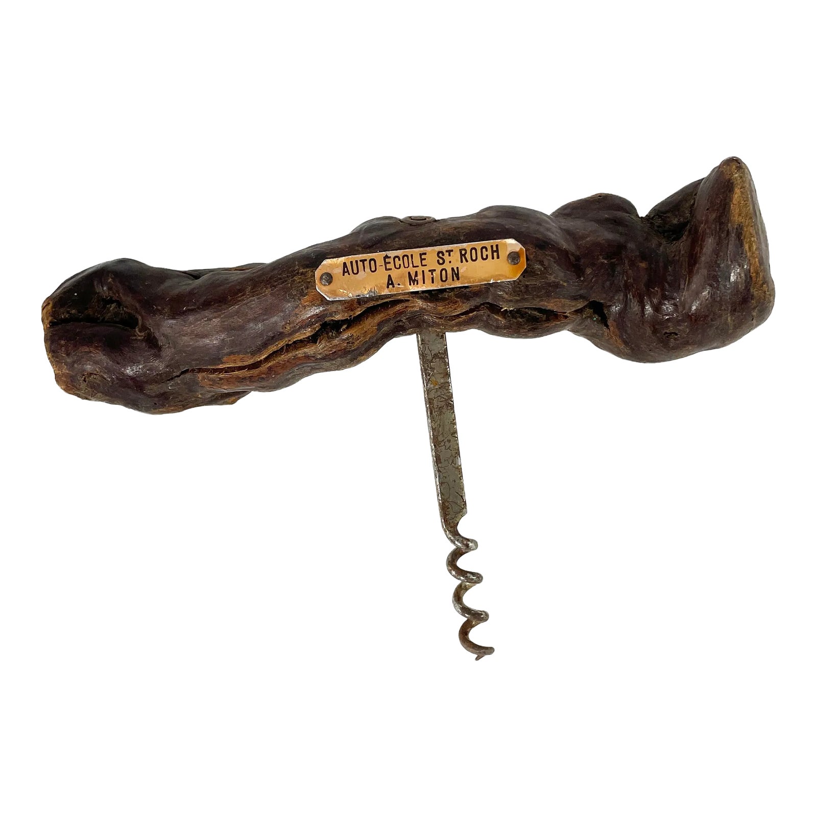 Vintage French Grape Vine Wood Corkscrew Wine Bottle Opener | Chairish