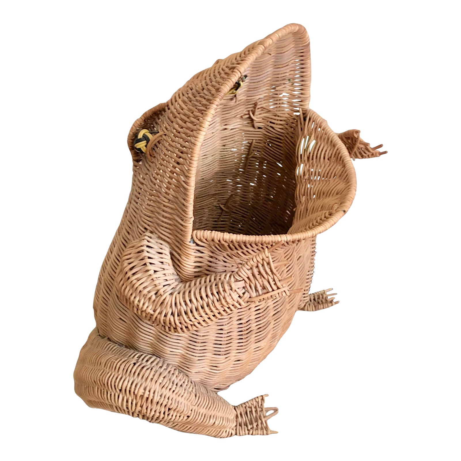 Mid Century Wicker Frog Basket | Chairish