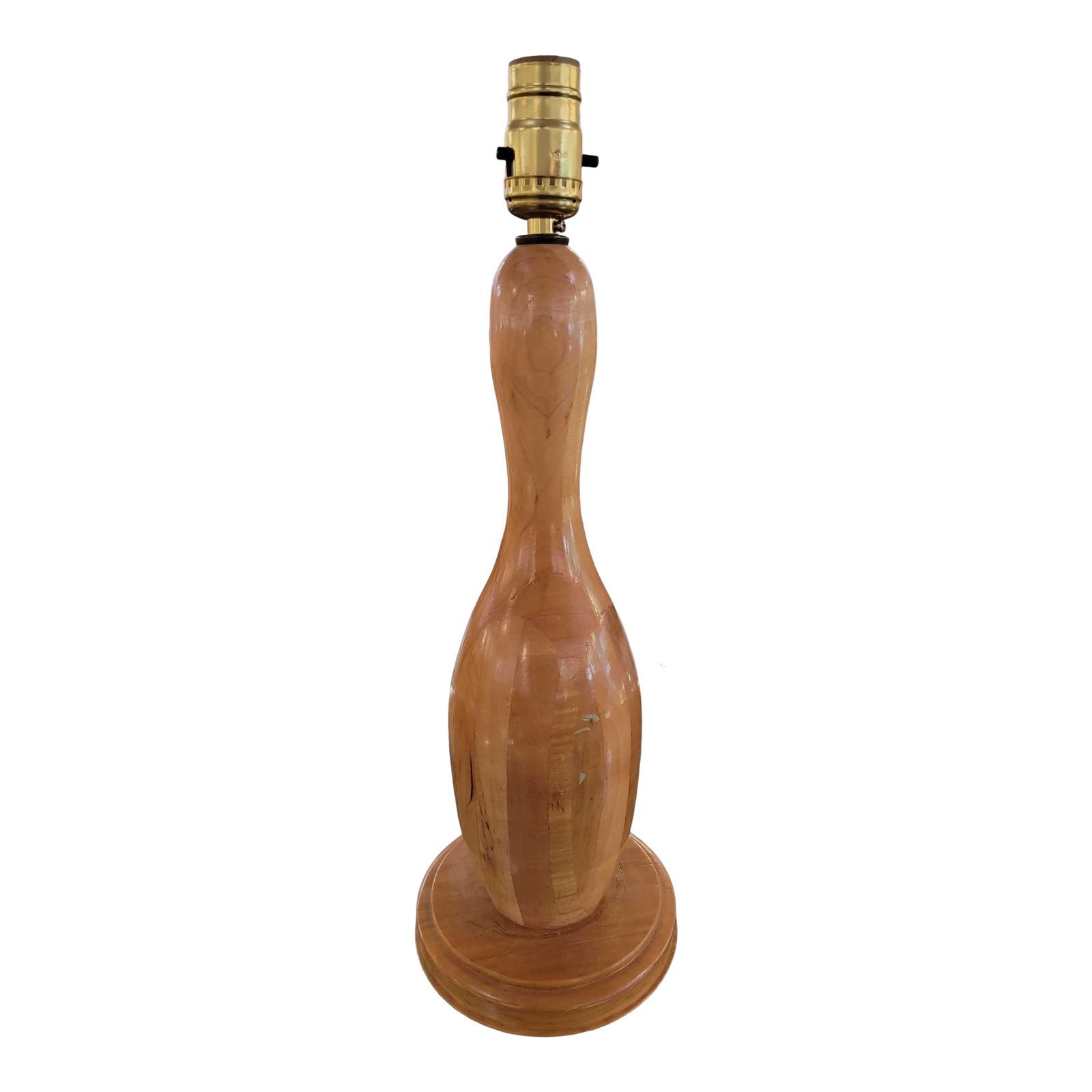 Vintage 1980s Maple Bowling Pin Folk Art Table Lamp | Chairish