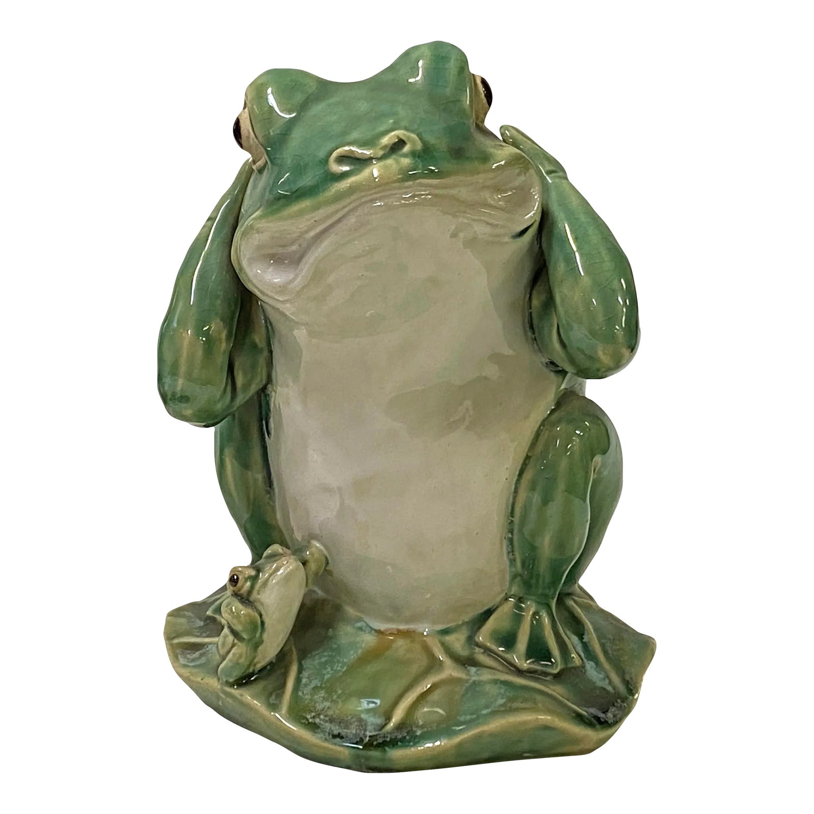 Handmade Light Green Small Ceramic Animal Frogs Figure Display Art ...