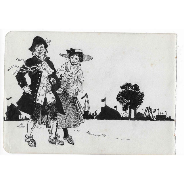 1930s Double Sided Colonial Illustration | Chairish