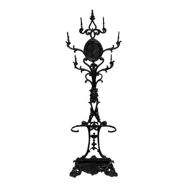 Mid 20th Century Vintage Cast Iron Victorian Coat Rack with Umbrella ...
