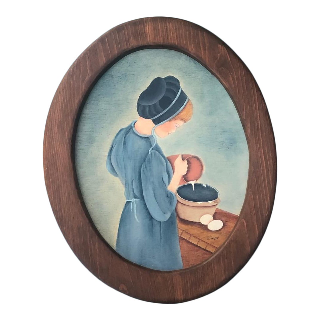Portrait of an Amish Girl Oil Painting, Framed | Chairish