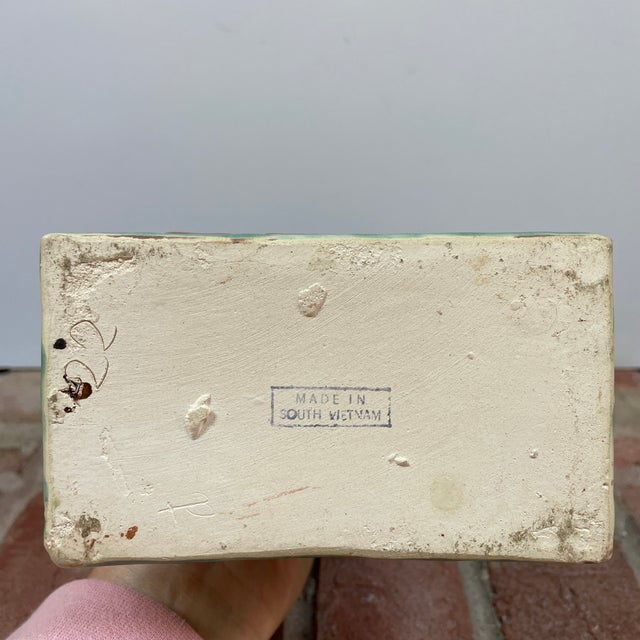 Vintage Chinoiserie Green Table Top Ceramic Elephant Plant Stand ...