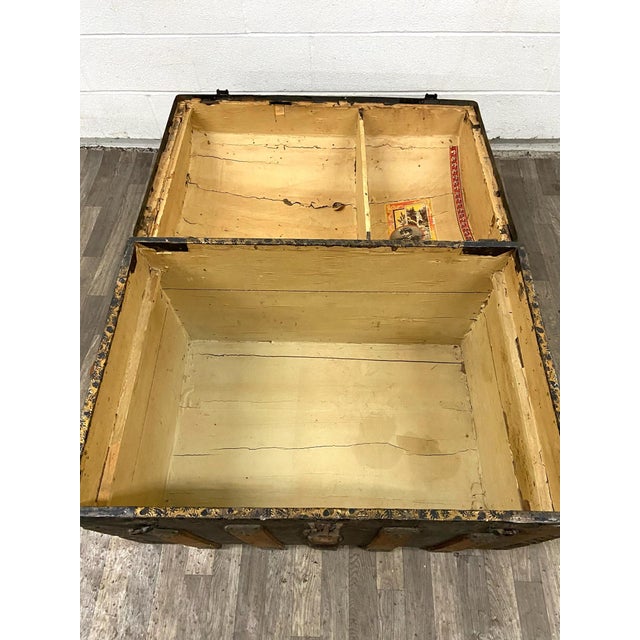 Antique Large Wood and Metal Camel Back Dome Back Steamer Trunk Chest ...