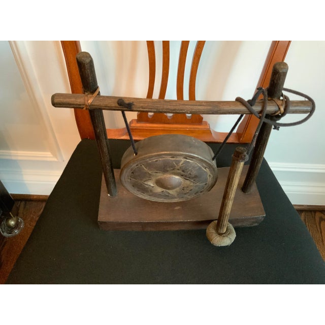 Vintage Chinese Bronze Gong Stand & Mallet | Chairish