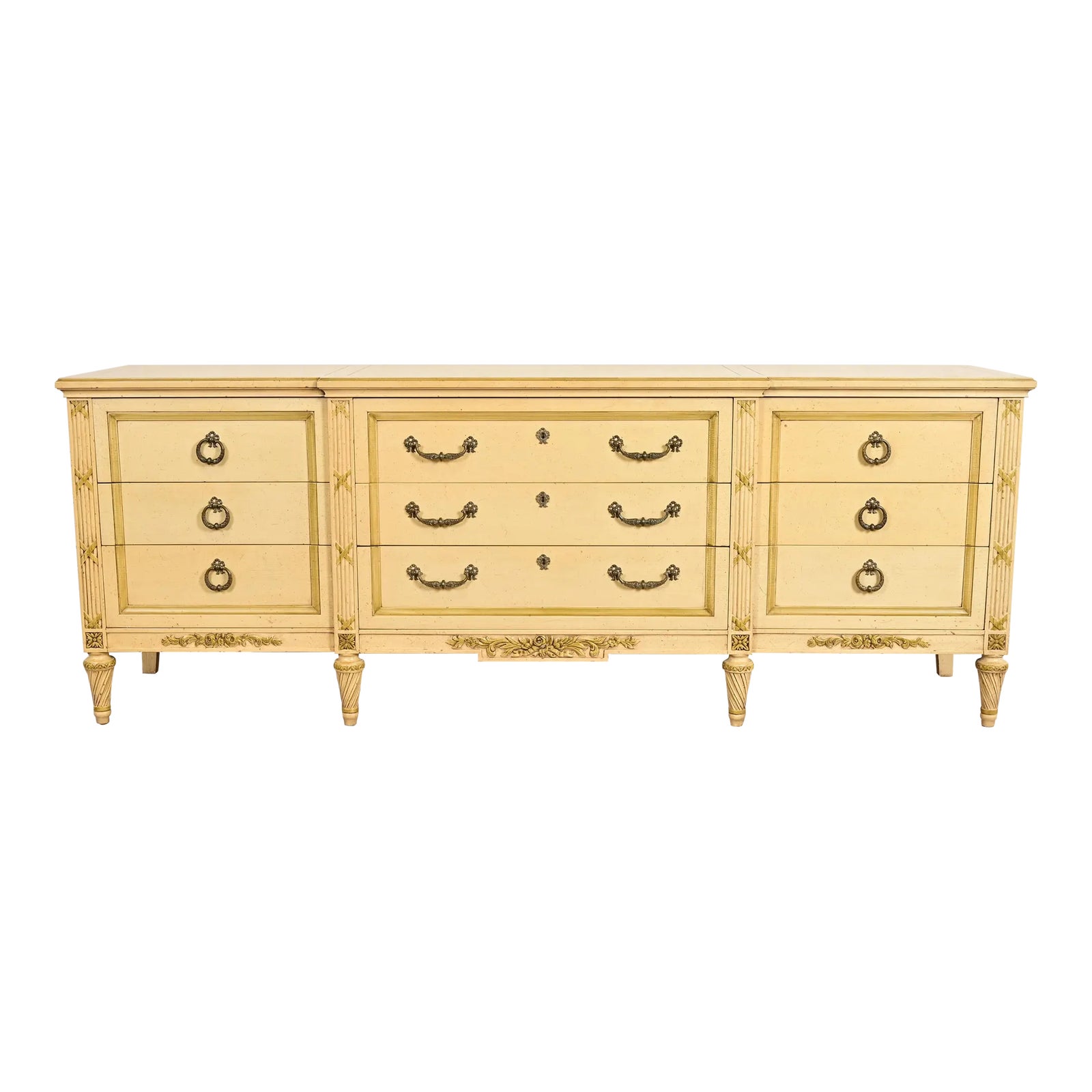 Henredon French Regency Louis XVI Cream Lacquered Triple Dresser, Circa ...