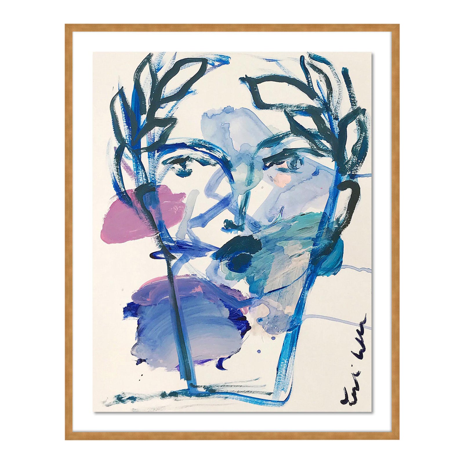 Roman Face by Leslie Weaver in Gold Framed Paper, Medium Art Print ...