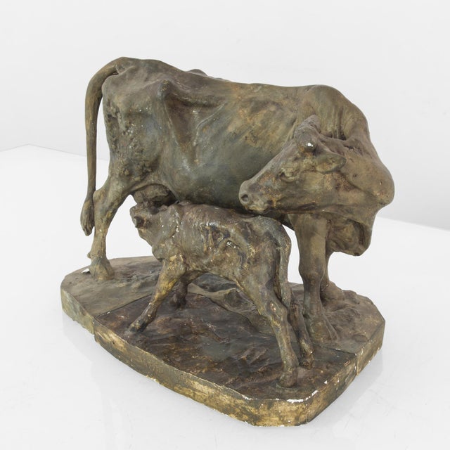1880s French Plaster Cow and Calf by Pierre-Jules Mene | Chairish