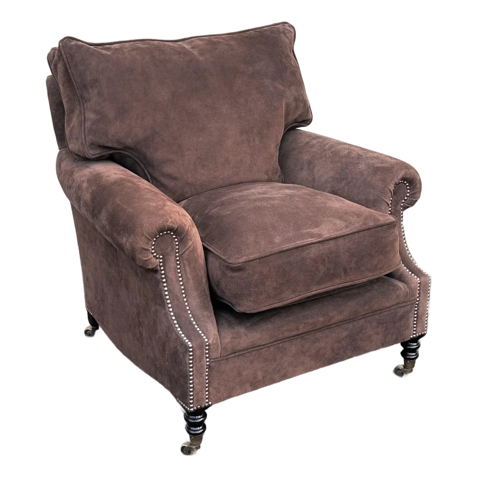 George Smith Suede Laidback Arm Chair | Chairish