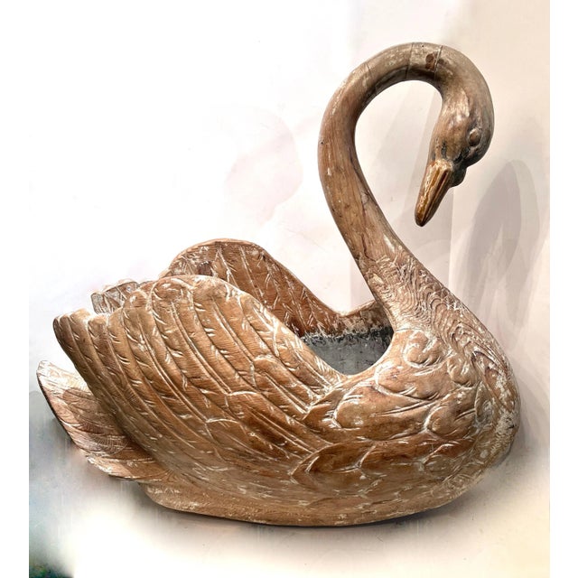 Hand Carved 19th Century Swan Jardiniere or Cachepot | Chairish