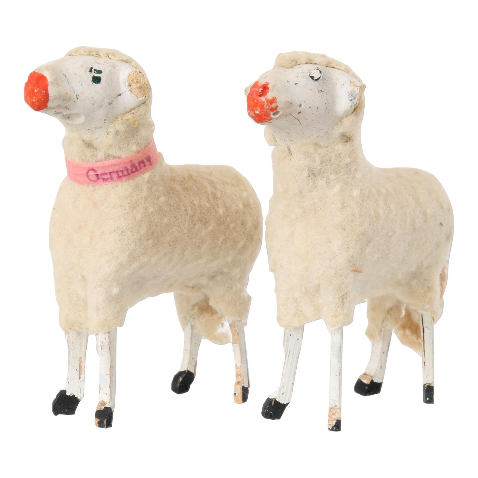 1940s Putz Stick Leg Sheep Figures - Set of 2 | Chairish