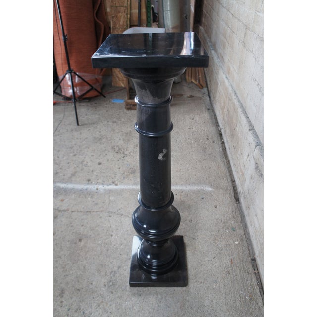 Mid 20th Century Neoclassical Black Marble Column Pillar Pedestal ...