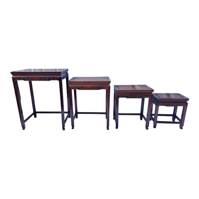 Vintage Rosewood Asian Chinese Nesting Tables - Set of 4 | Chairish