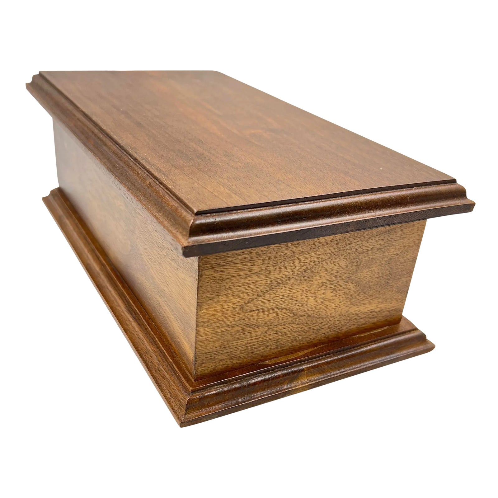 Mid Century Hardwood Jewelry Tabletop Box Brass Hardware Hinged Lid ...