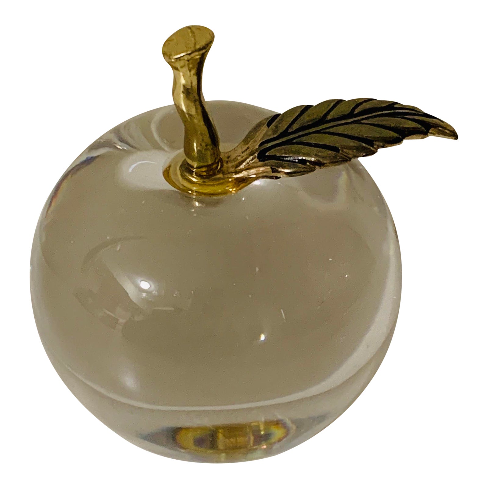 Vintage Glass Apple Paperweight | Chairish