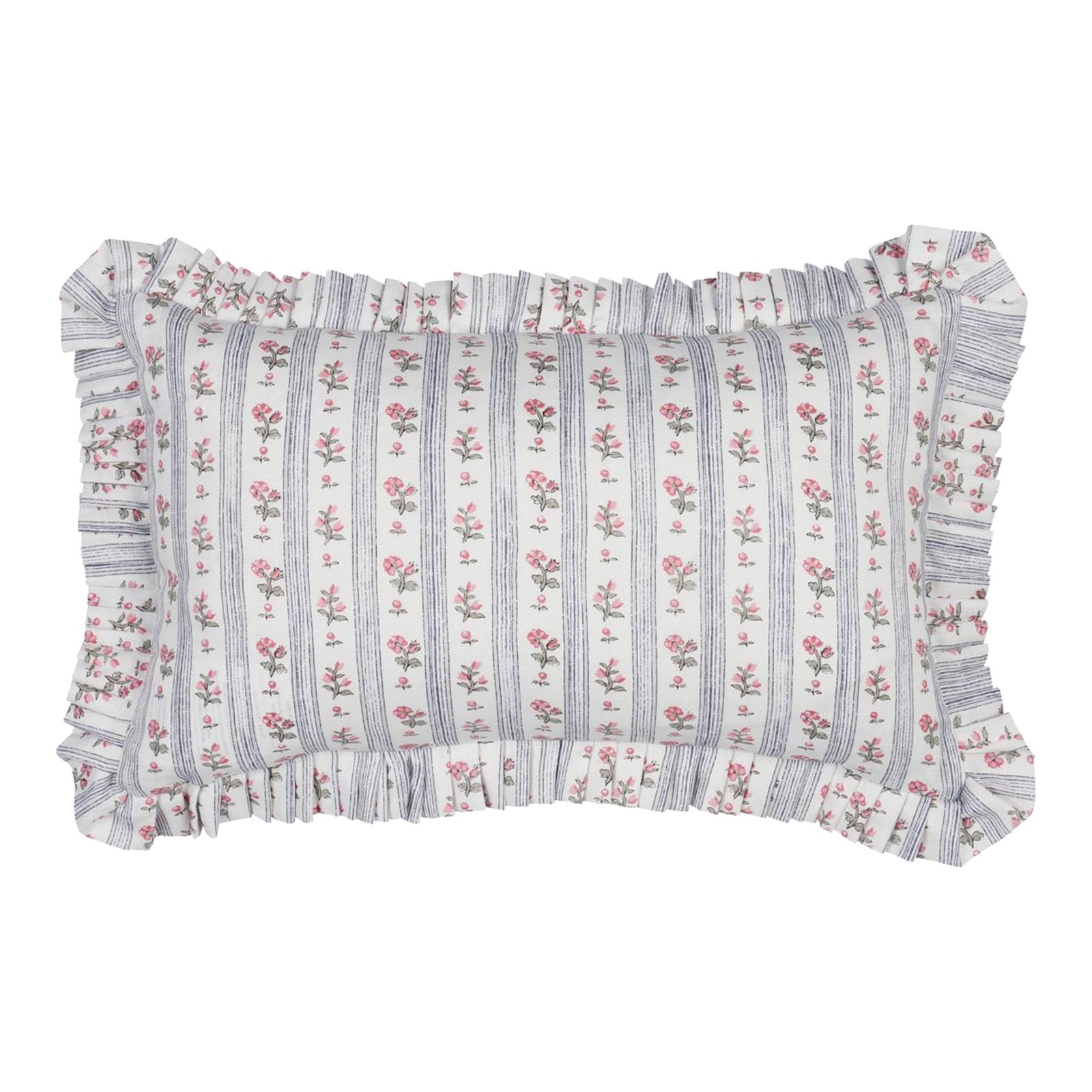 Schumacher Cabanon Stripe Pillow 20" x 12" in Rose | Chairish