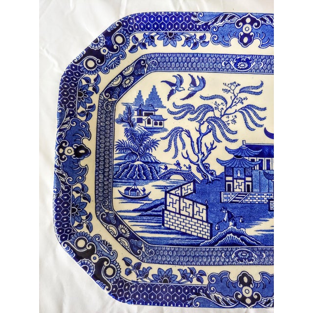 Vintage Burleigh Ware Blue Willow Rectangular Serving Platter | Chairish