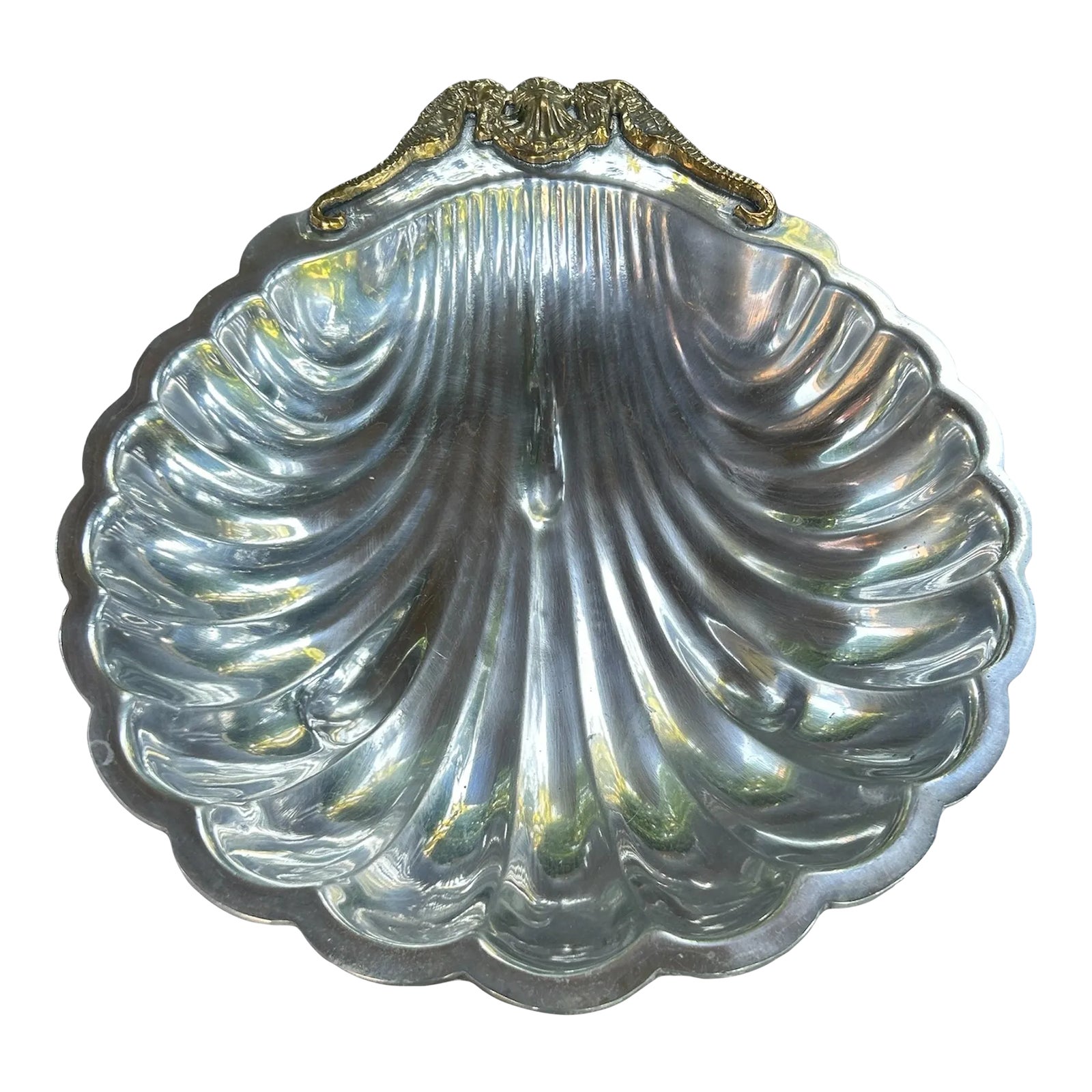 Early 1978 Arthur Court Large Clasm Shell Serving Dish With Brass Sea ...