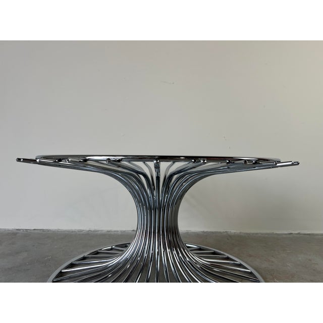 Mid-Century Italian Design Sculptural Chrome Base Coffee Table W/ Glass Top | Chairish