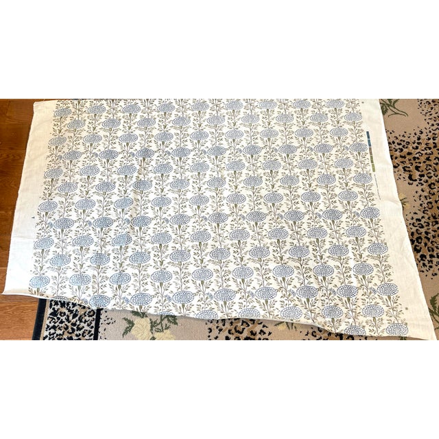 Lisa Fine "Samode" Fabric - Blue on Oyster | Chairish