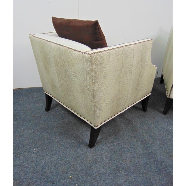 Bernhardt Modern Design Leather & Velvet Club Chairs - a Pair | Chairish