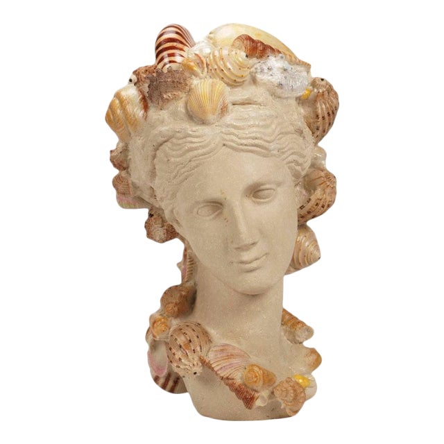 Contemporary Composite Bust Encrusted With Shells and Painted Accents ...