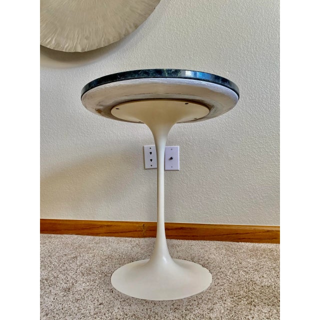 Midcentury Modern Side Table by Burke With Green Marble (After Saarinen ...