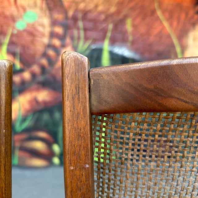 Set of 4 Barney Flagg for Drexel Parallel Cane and Walnut Dining Chairs ...