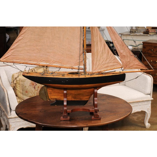 Gaff Cutter English 1920s Four Sail Pond Yacht on Stand with Solid Hull ...