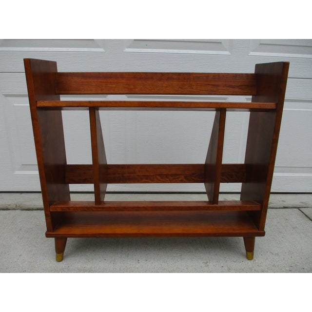 Mid-Century Modern Walnut Bookcase - Encyclopedia Stand | Chairish