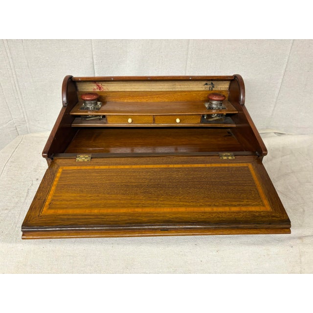 Antique English Roll Top Writing Slope | Chairish