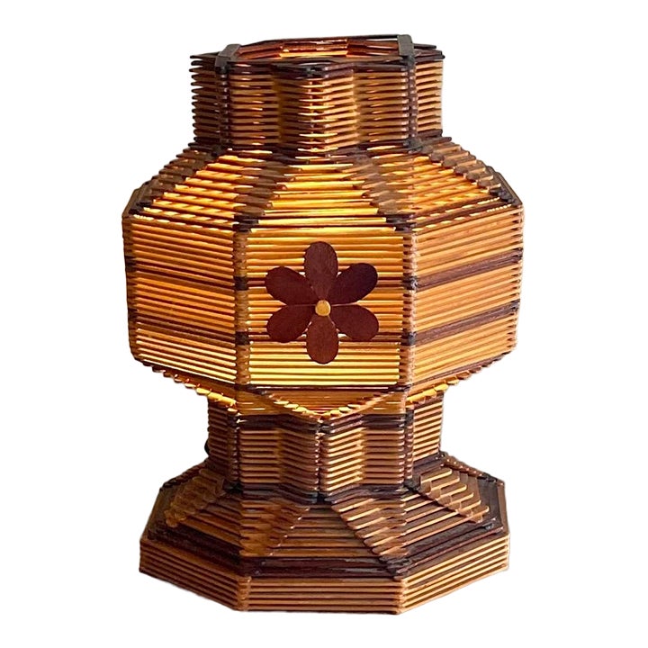 Folk Art Popsicle Stick Lamp | Chairish