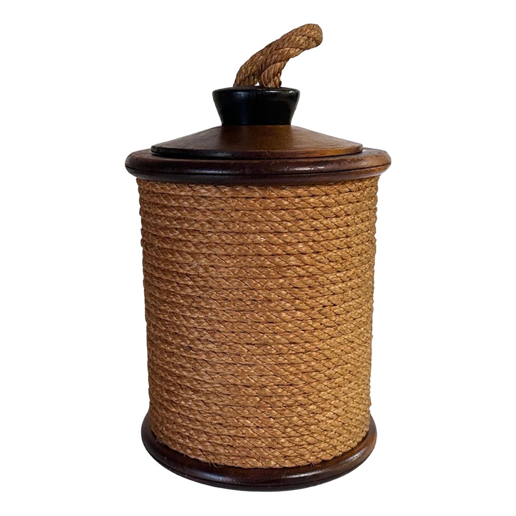 Rounded Wood and Rope Box, France, 1960s | Chairish