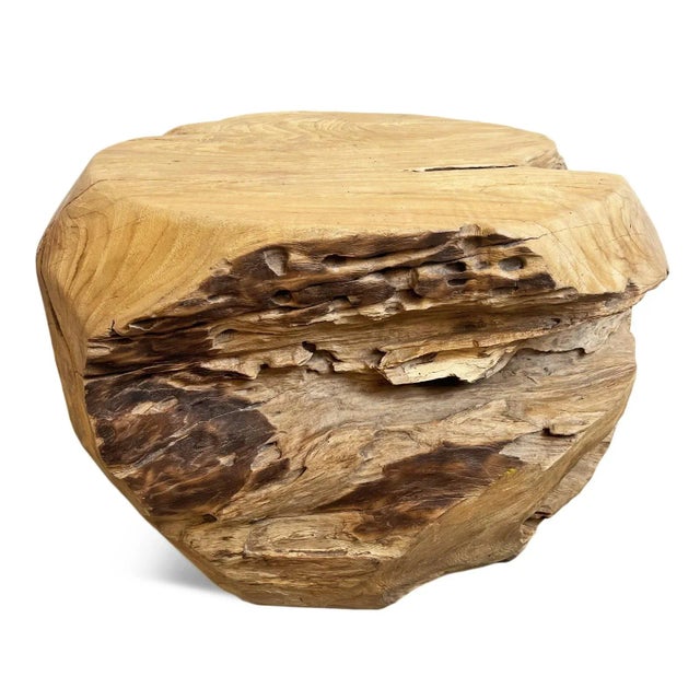 Raw Teak Root Ball Stool | Chairish