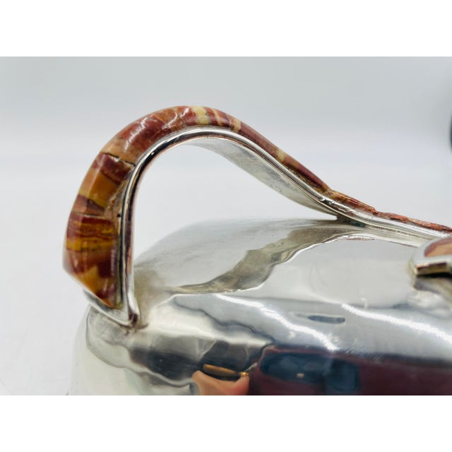 1980s Emilia Castillo Silver Plated “Maple Leaf” Jasper Inlay Covered ...