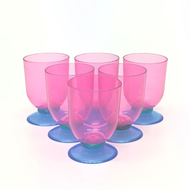 1980s Memphis Style Acrylic Color Blocked Drinking Glasses- Set of 6 ...