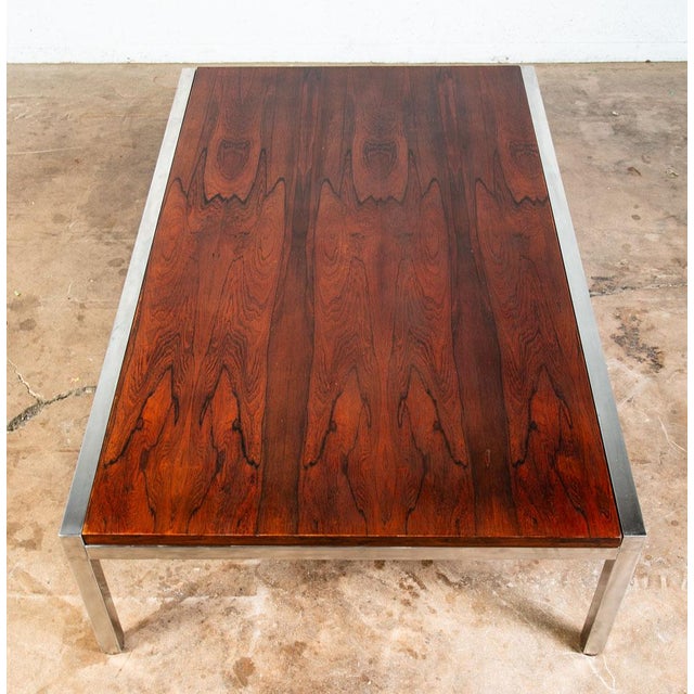 1960s Mid Century Danish Modern Brazilian Rosewood Large Steel Coffee ...