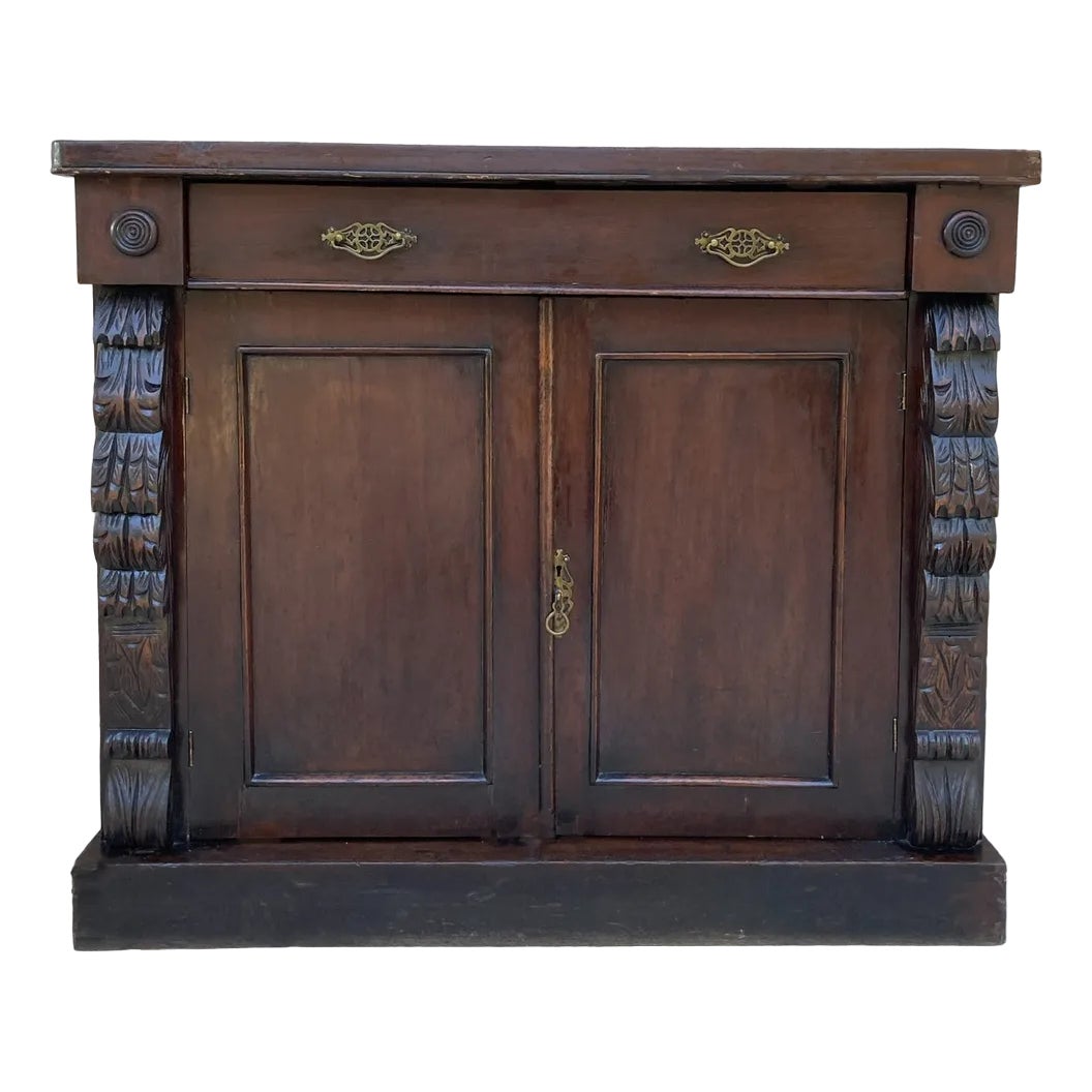 Antique French Buffet with Drawer and Carved Columns, 1890 | Chairish