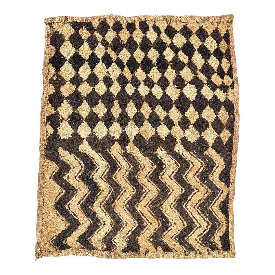 20th Century Square Kuba Raffia Textile | Chairish