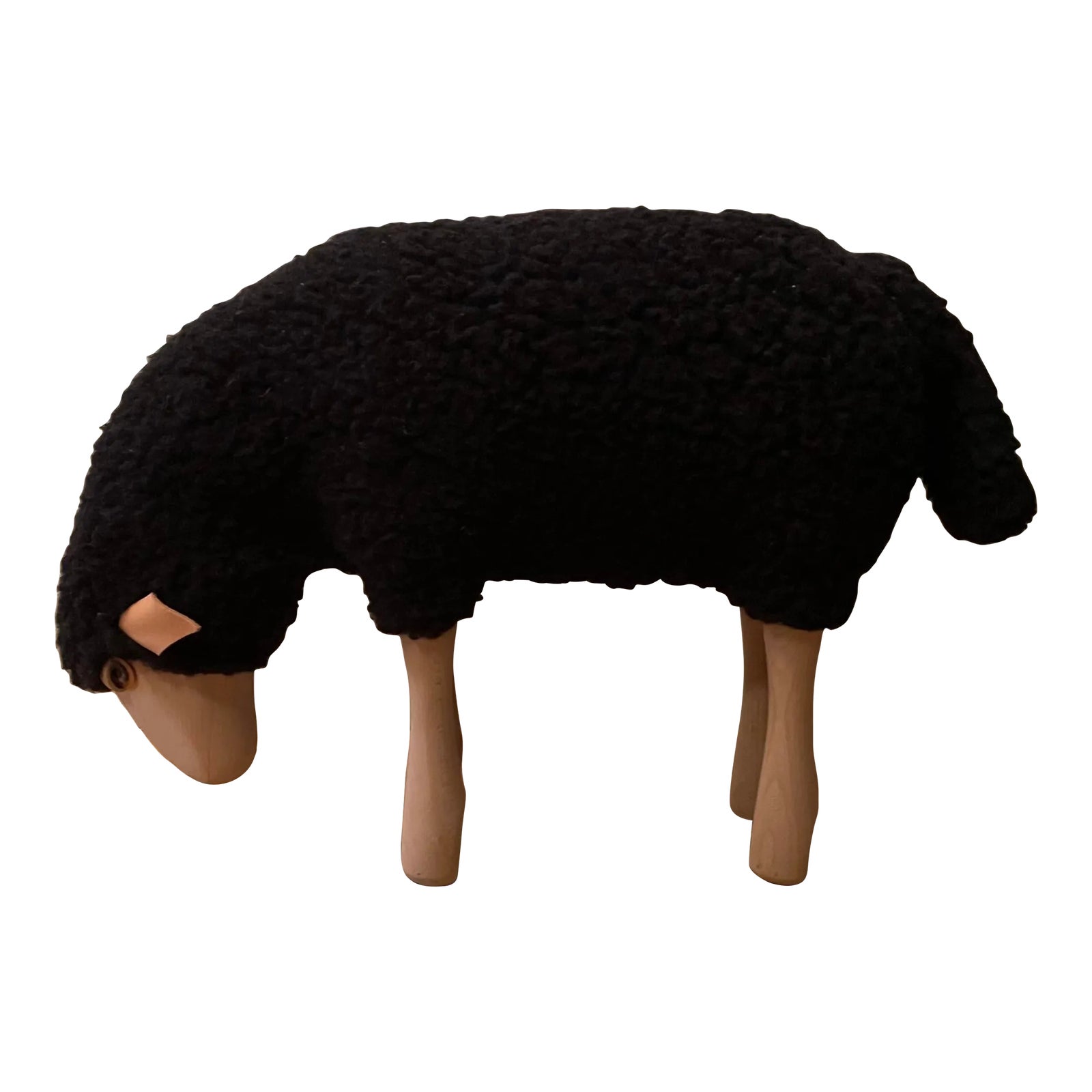 Lalanne Style Grazing Black Wood Sheep Stool or Sculpture | Chairish