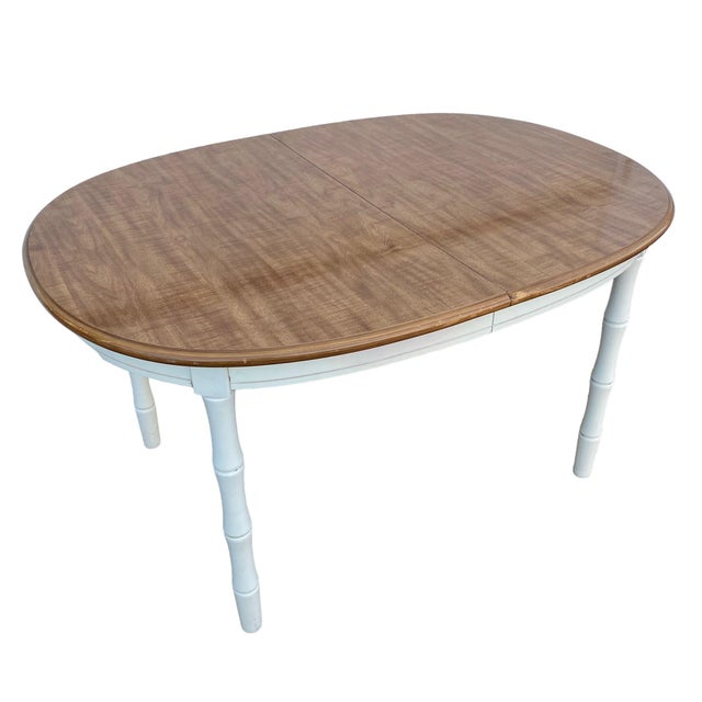 Faux Bamboo Dining Table with Leaf Oval by Broyhill | Chairish
