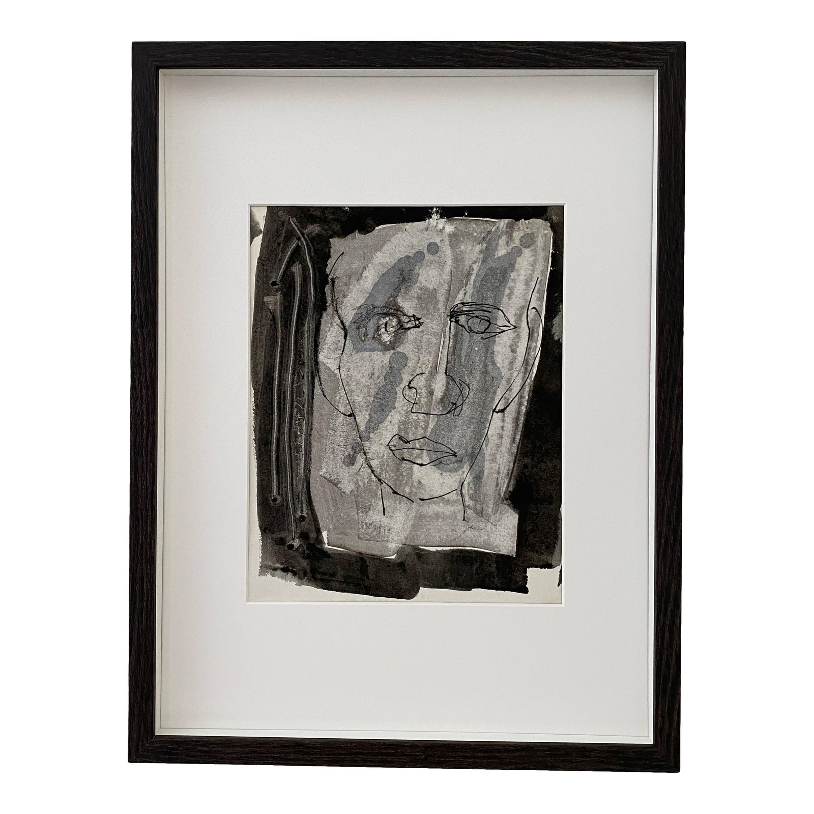 Abstract Mixed Media Framed Portrait | Chairish