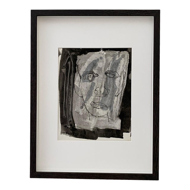 Abstract Mixed Media Framed Portrait | Chairish