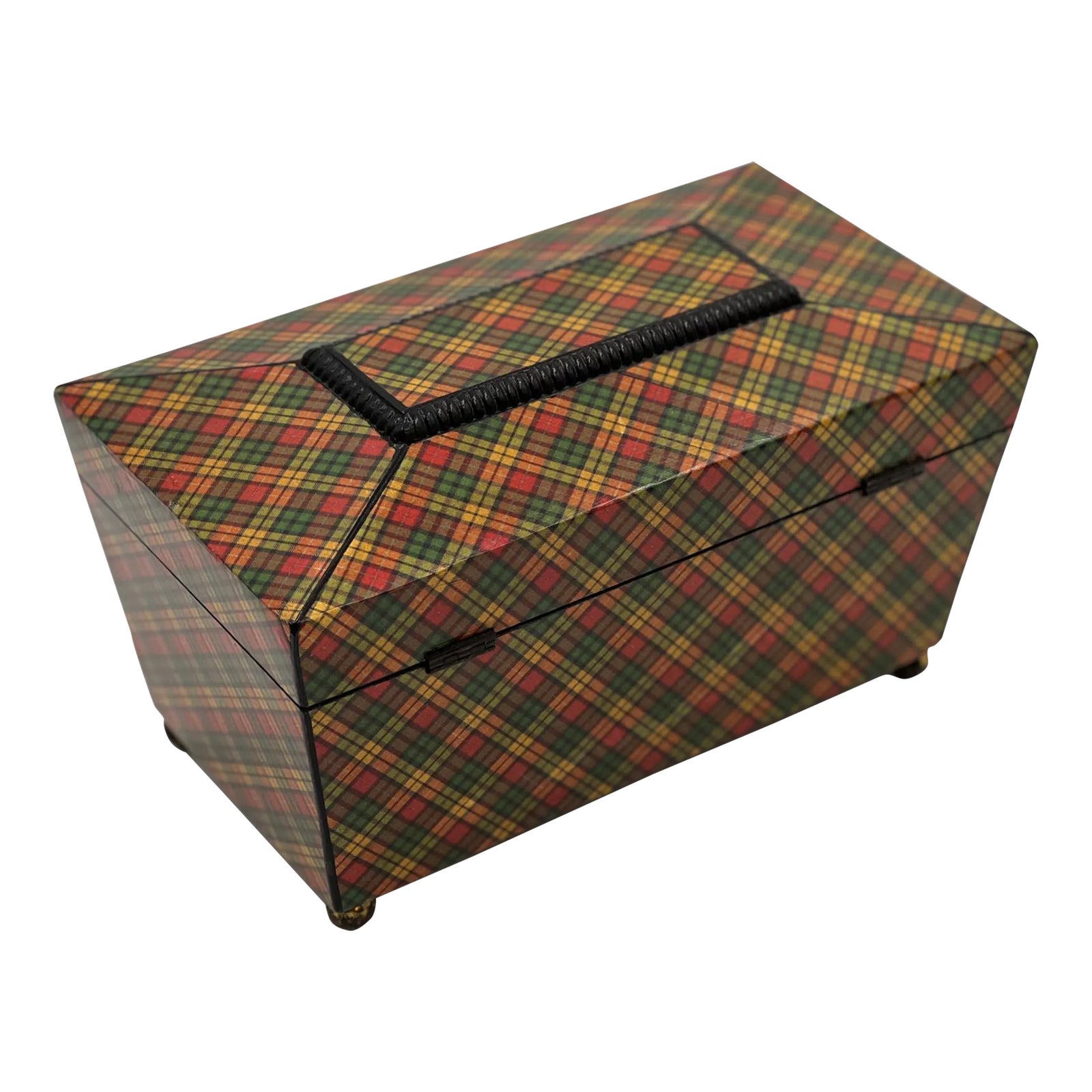 19th Century Scottish Tartanware Tea Caddy | Chairish